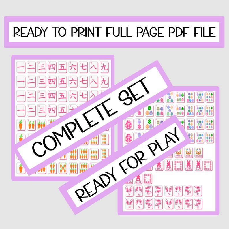 Printable American Mahjong Easter Tile Set: Full Color (digital ...
