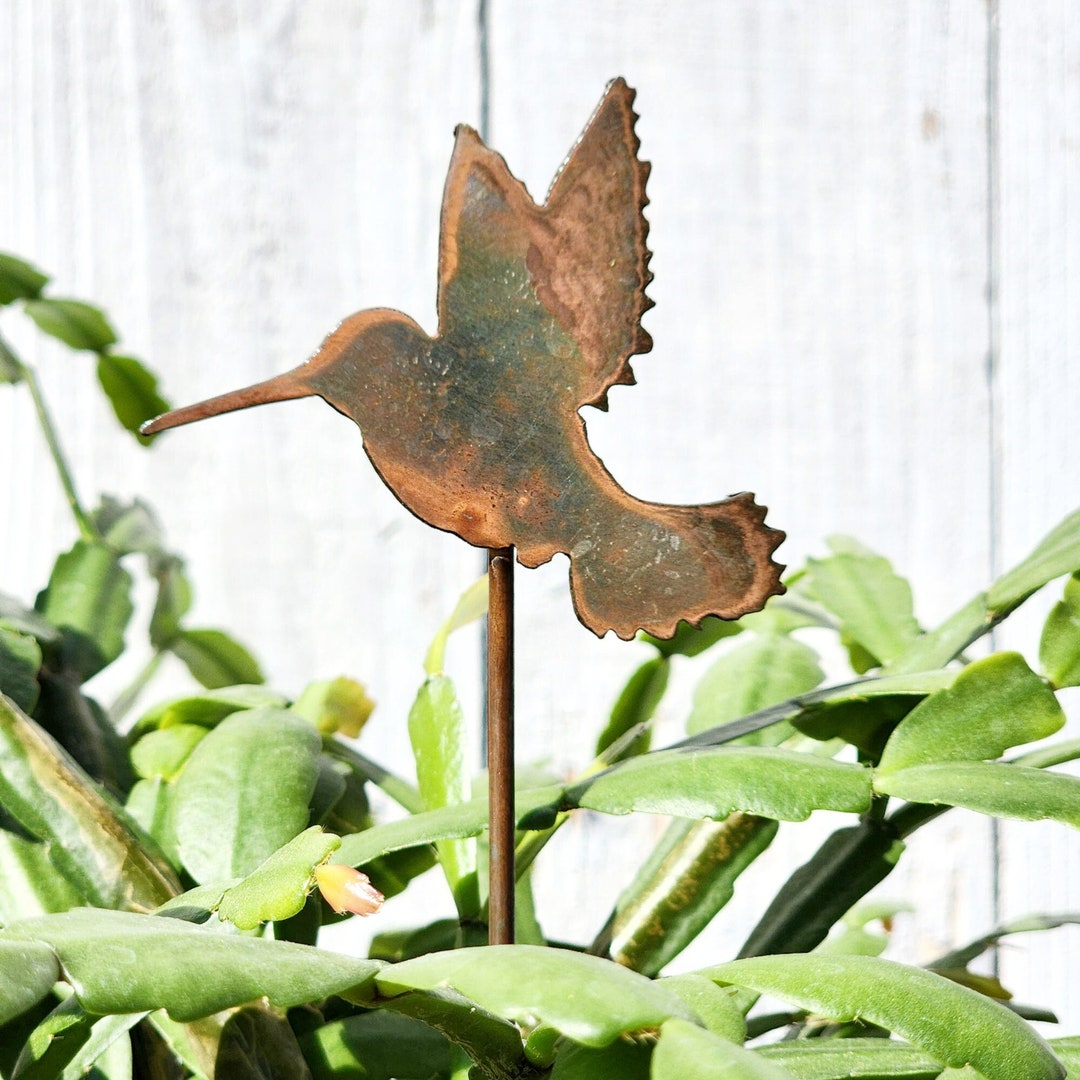Hummingbird Garden Stake for Indoor Plant Small Hummingbird Planter ...