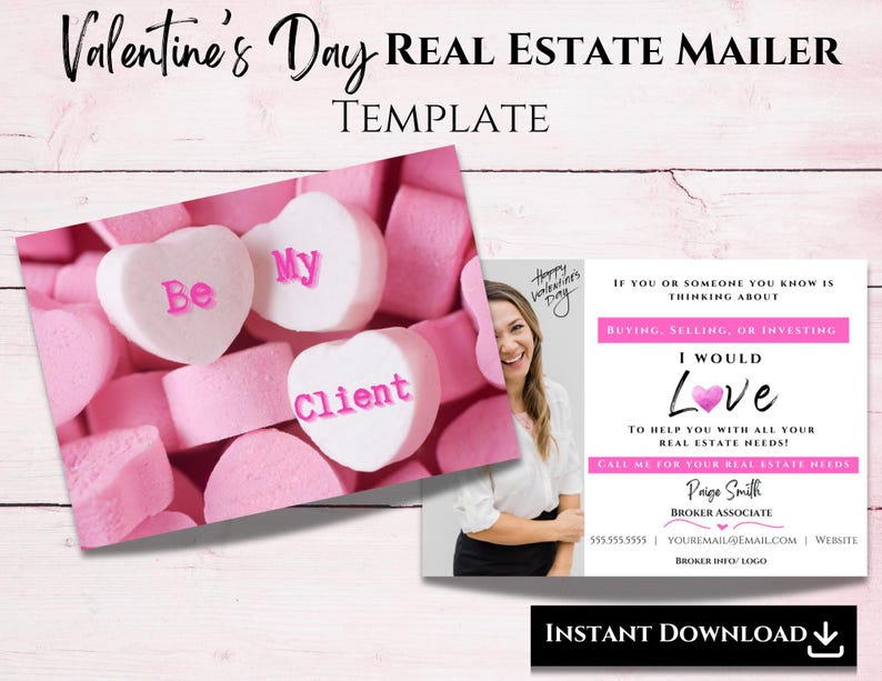 Valentine's Day Real Estate Postcard, Agent Pop by Marketing, Canva PDF ...