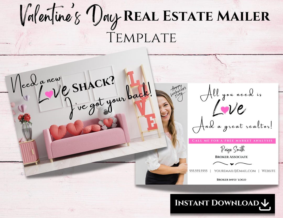 Valentine's Day Real Estate Postcard, Agent Pop by Mailer, Canva PDF ...