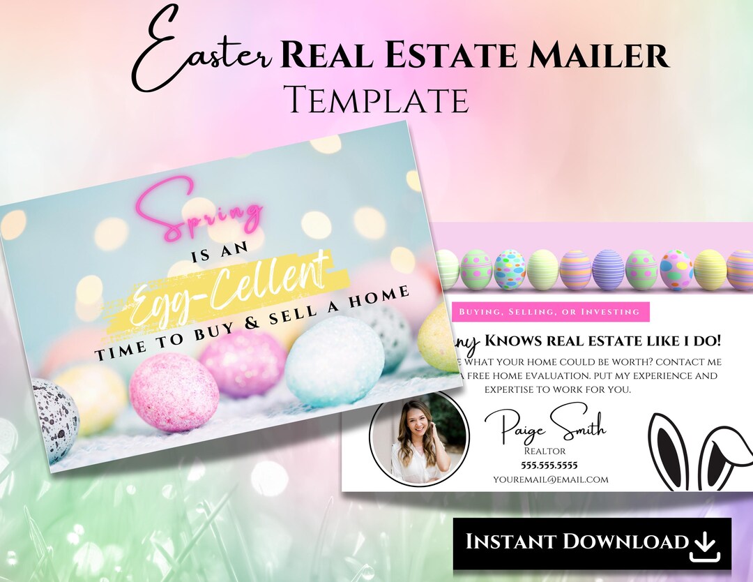 Real Estate Easter Postcard - Spring Realtor Marketing - Editable Canva ...