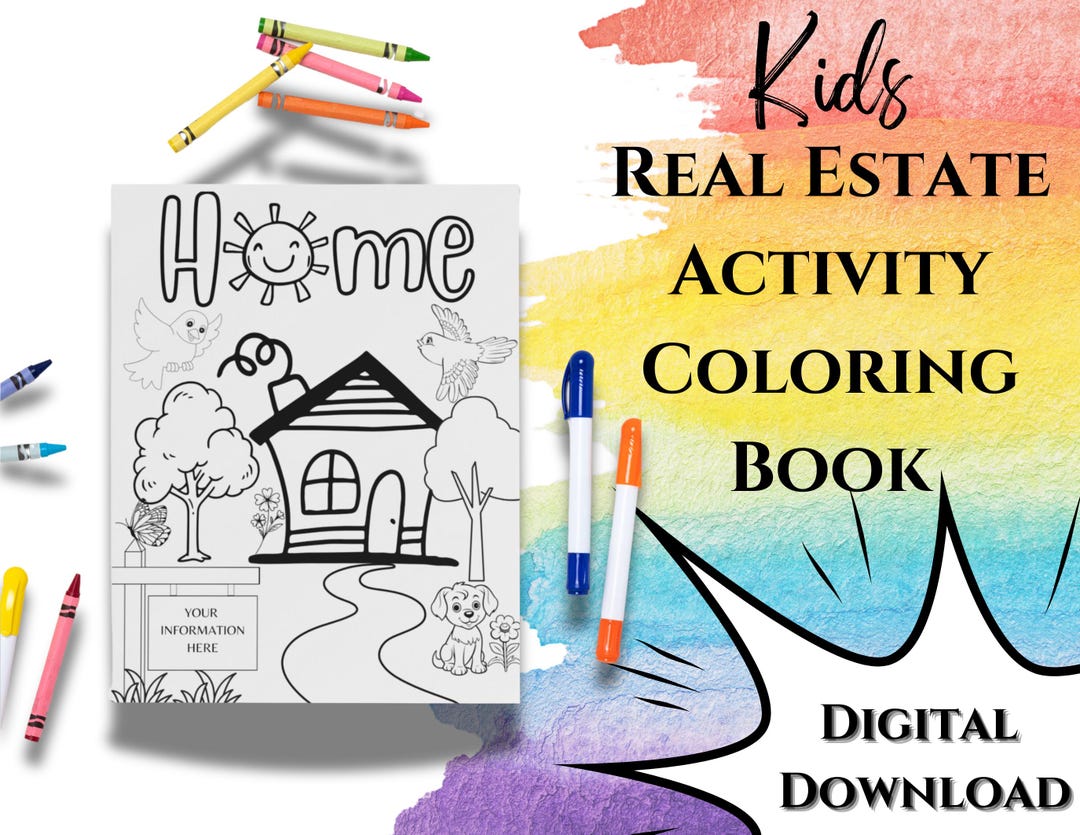 Kids Real Estate Kids Activity Coloring Book, Realtor Branding, Open ...