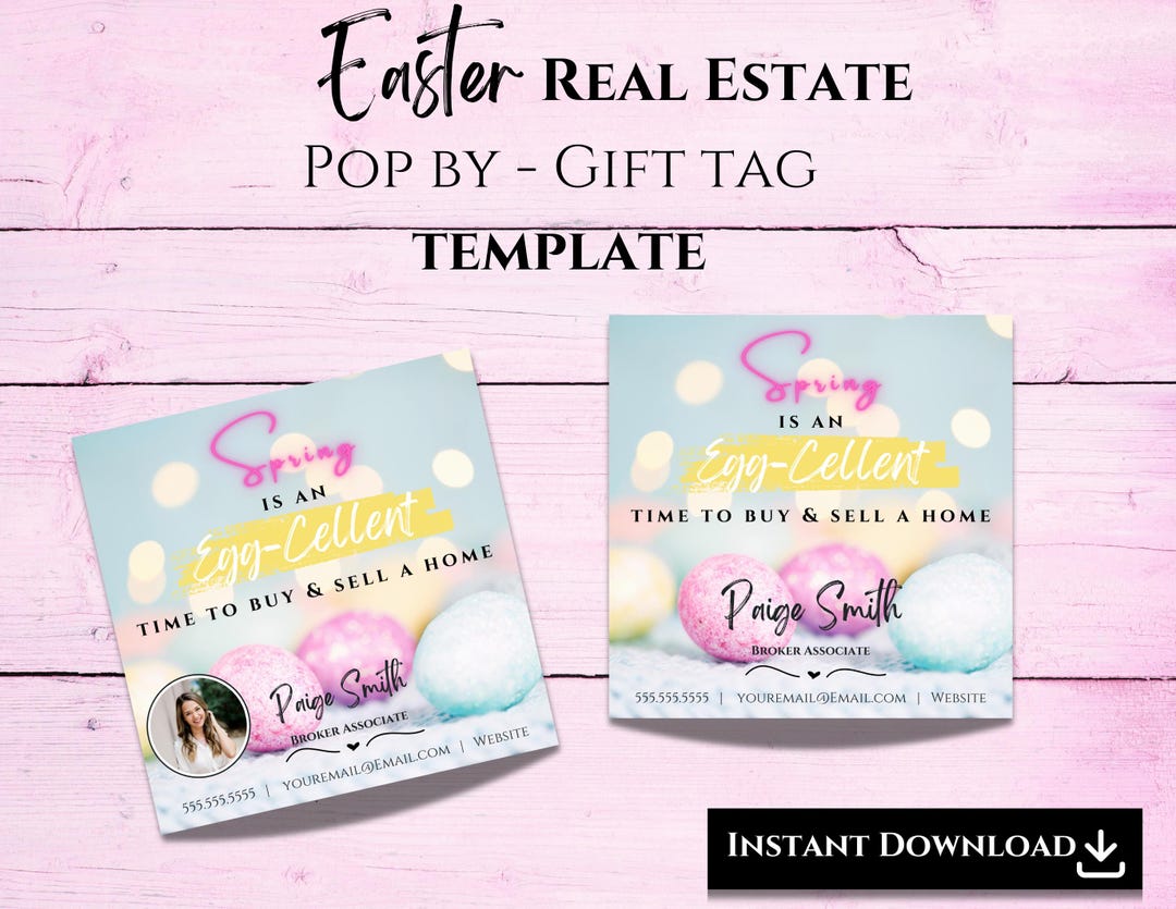 Easter Spring Realtor Gift Tags, Agent Marketing Pop by Tag, Printable ...