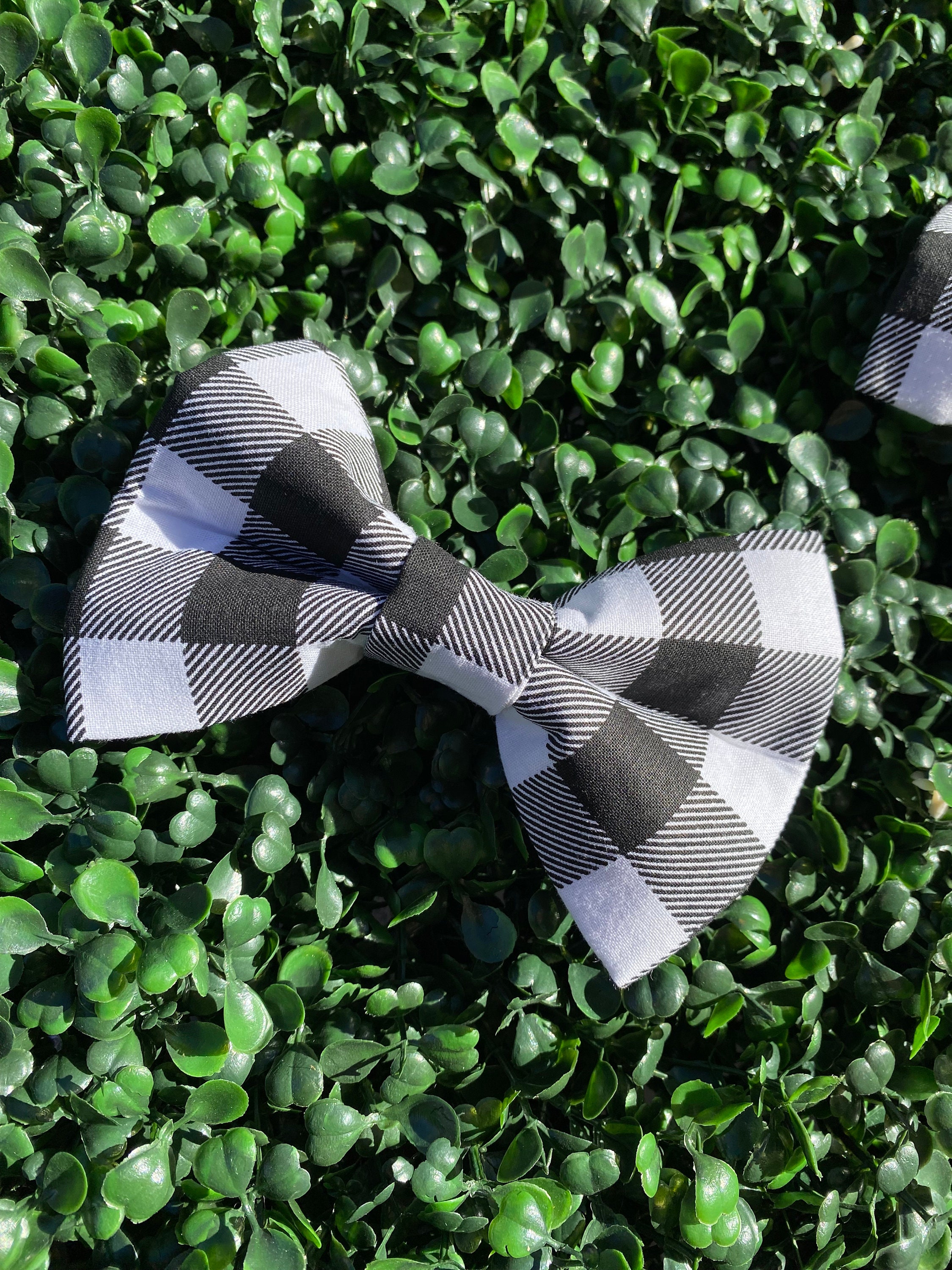 Black and White Plaid Dog Bow Buffalo Plaid Dog Bow Cat Bow Pet Bow Tie ...
