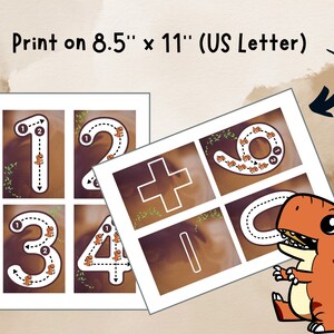 TRUCK and DINOSAUR 0-9 Numbers Flashcards for Learning Mathematics for ...