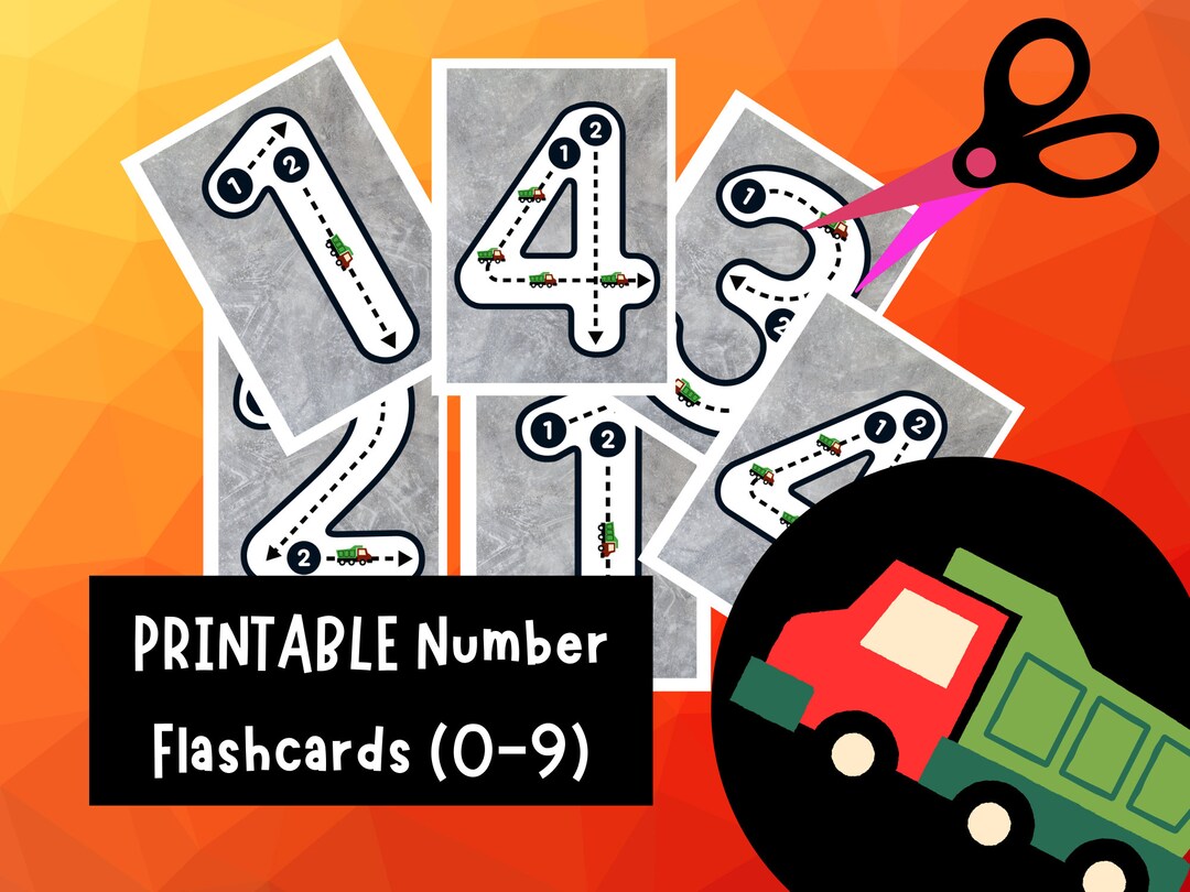 CARS 0-9 Numbers Flashcards for Learning Mathematics With CAR Design ...