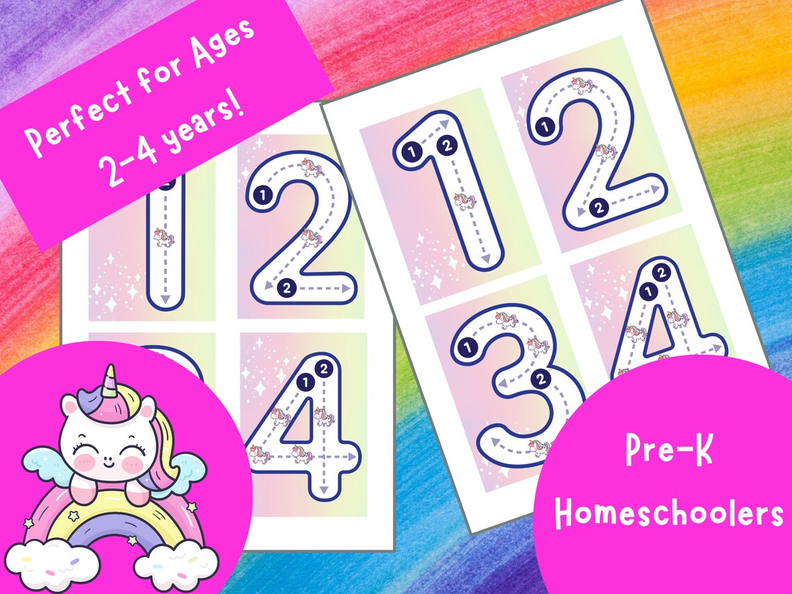 Bundle MERMAID and UNICORN Numbers Flashcards for Learning Mathematics ...