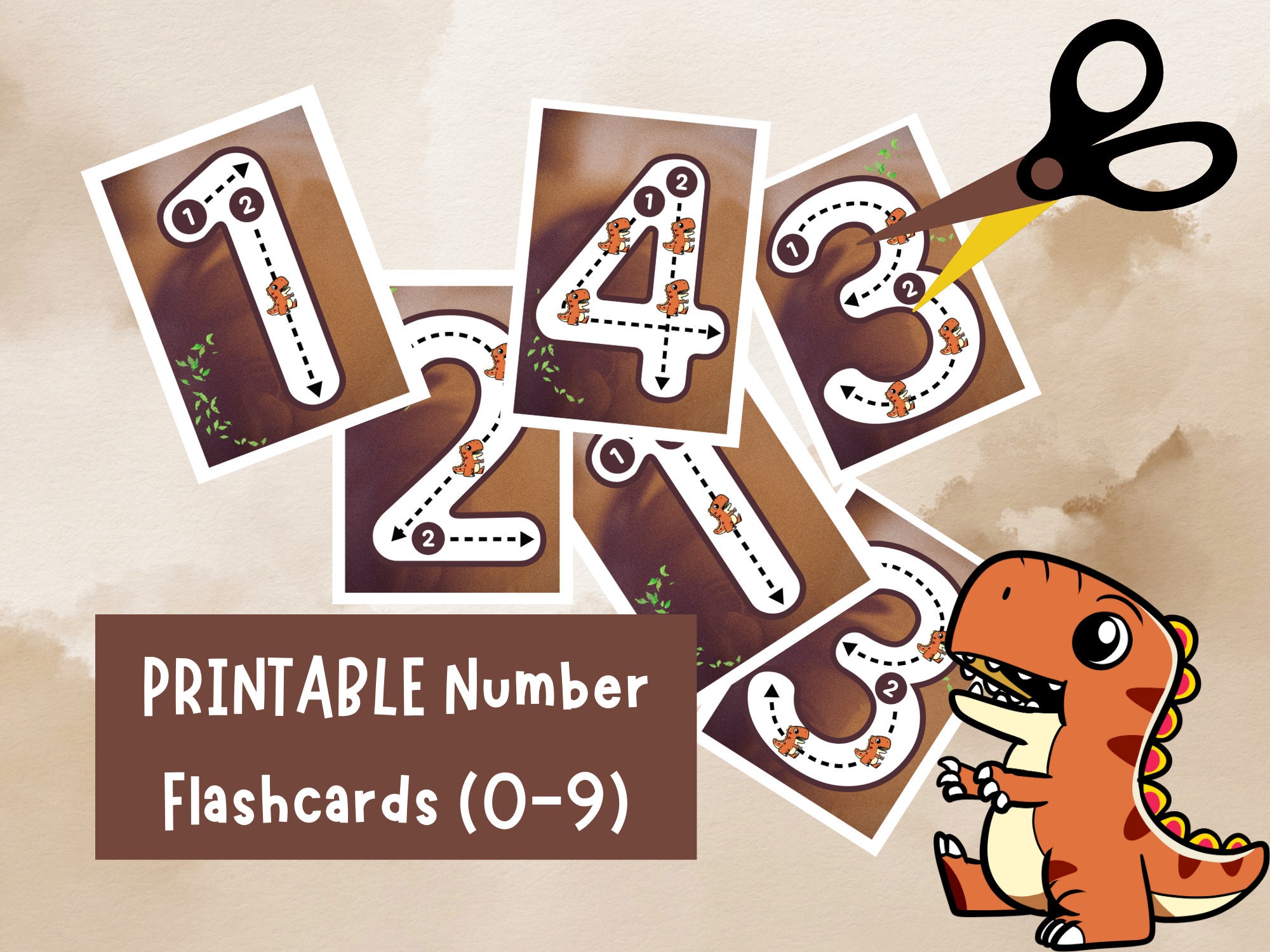 DINOSAUR Numbers Flashcards for Learning Mathematics for Boys and ...