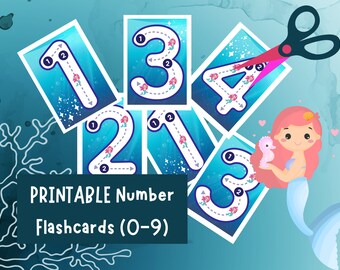 Bundle MERMAID and UNICORN Numbers Flashcards for Learning Mathematics ...