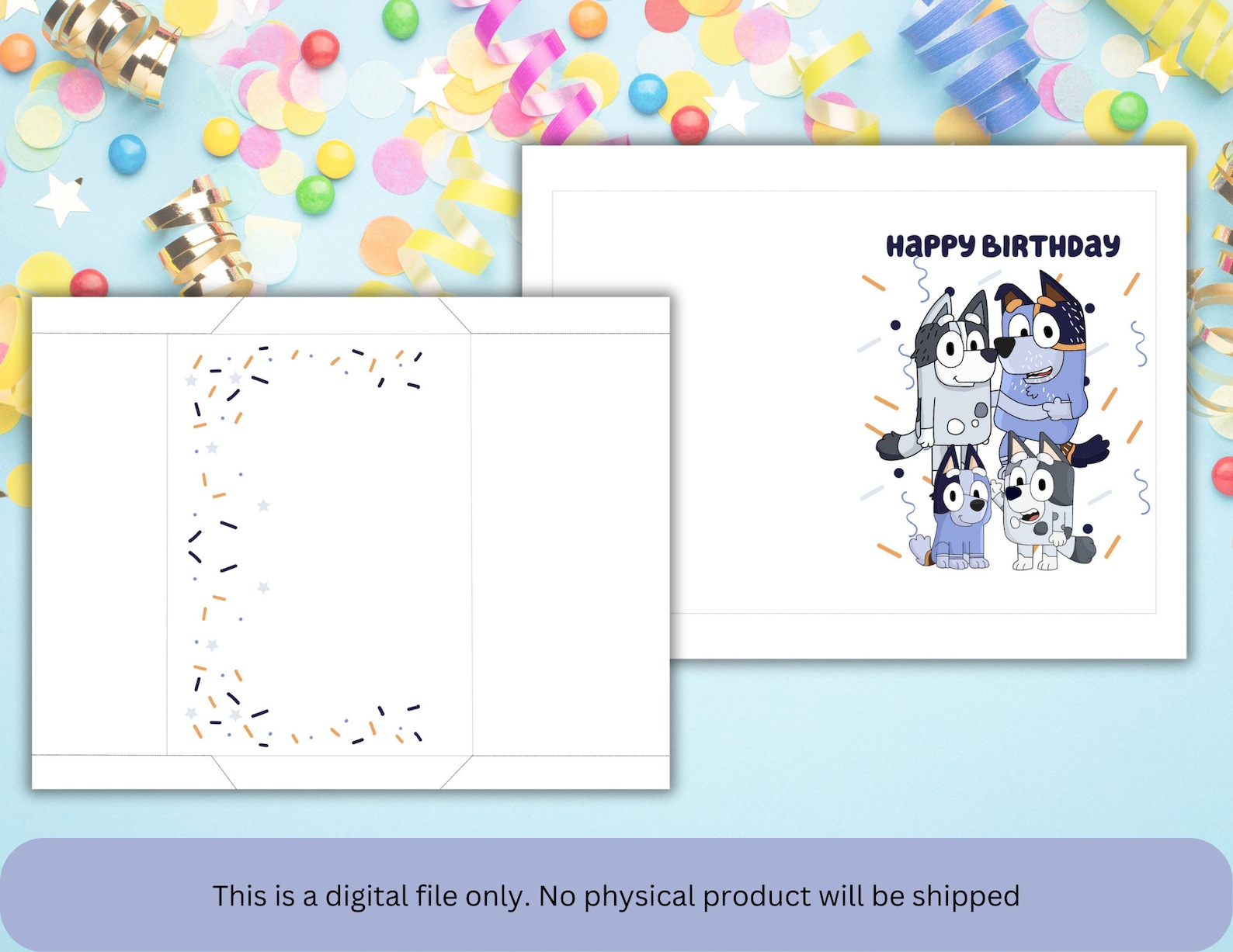 Bluey Birthday Card, Birthday Card, Printable Card, Digital, Stripe and ...