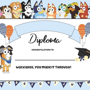 Bluey Kindergarten Graduation Graduation Certificate - Etsy UK