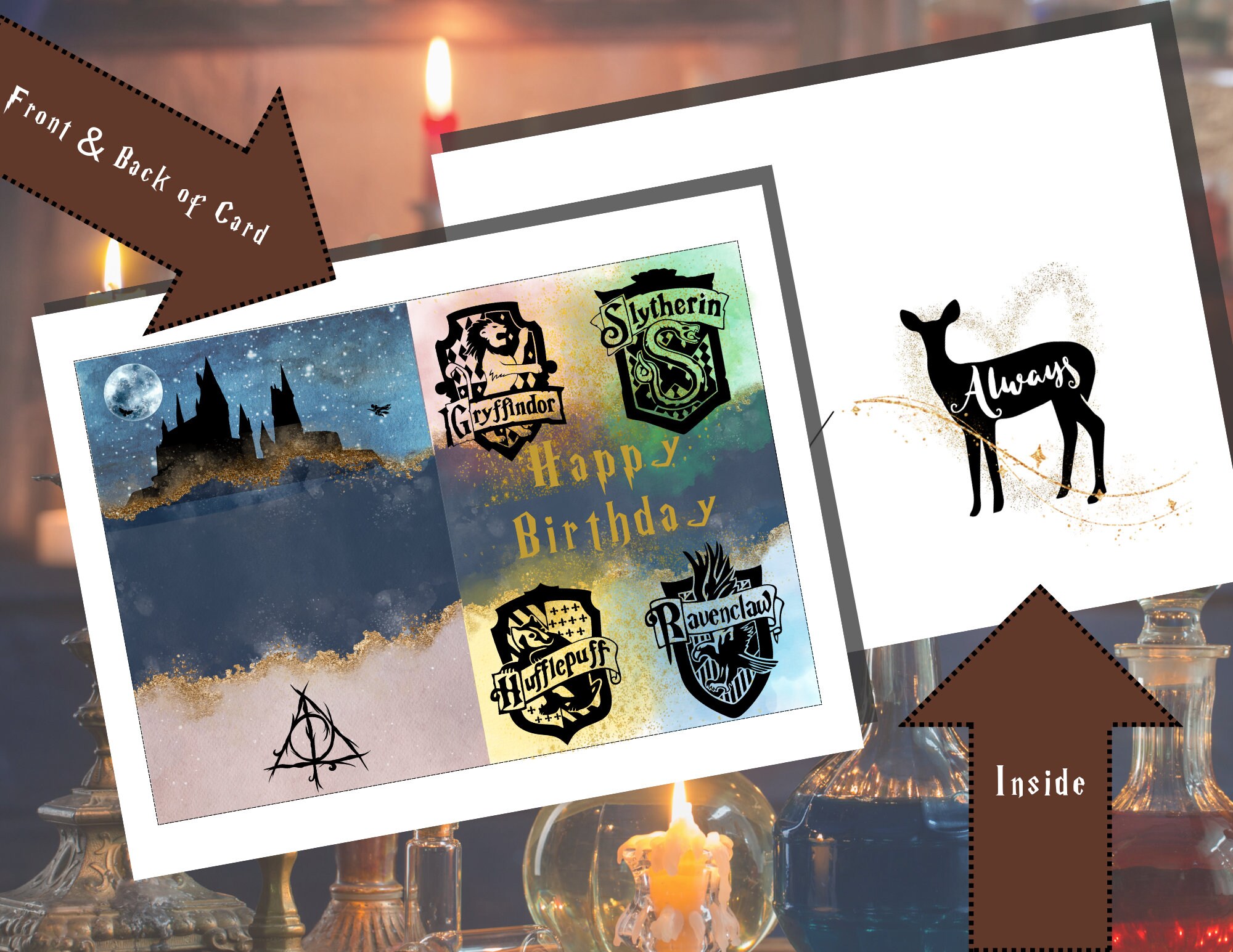 Birthday Card, Harry Potter Birthday Card, Printable Card, Card and ...