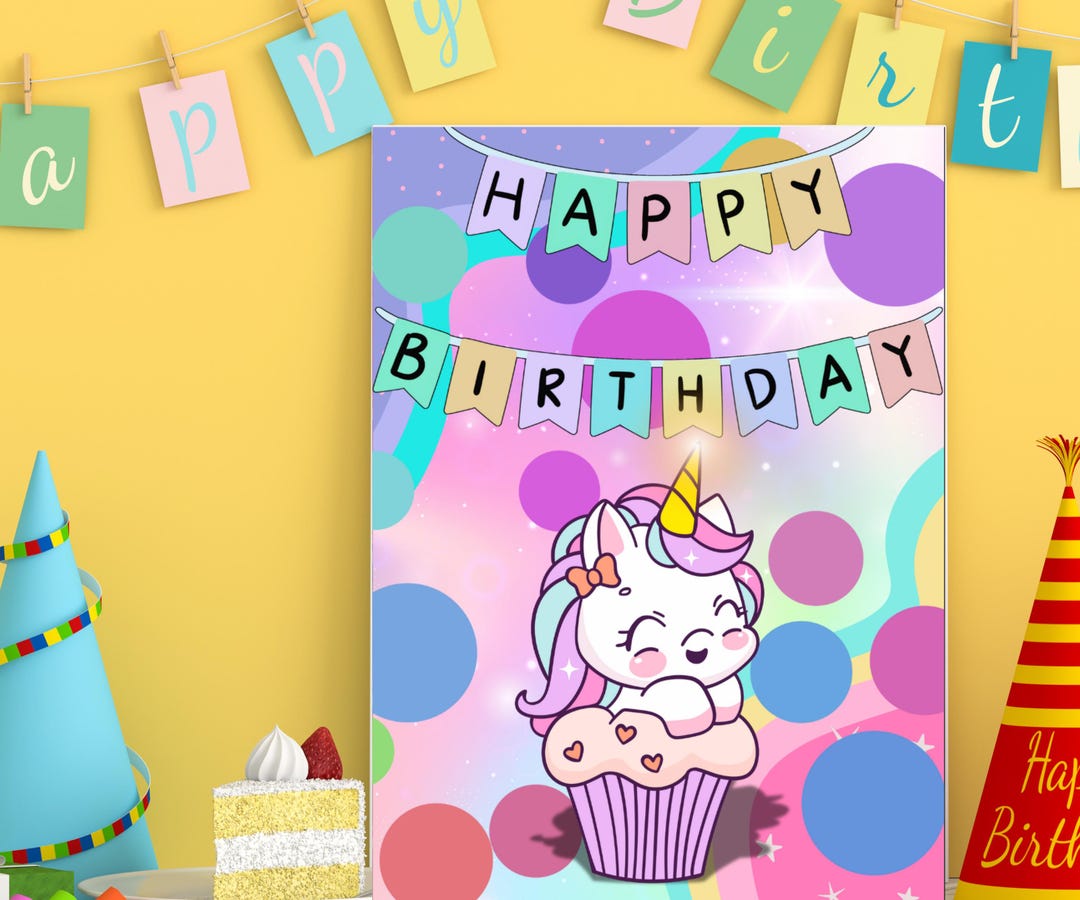 Unicorn Birthday Card Printable, Homemade Unicorn Birthday Card ...