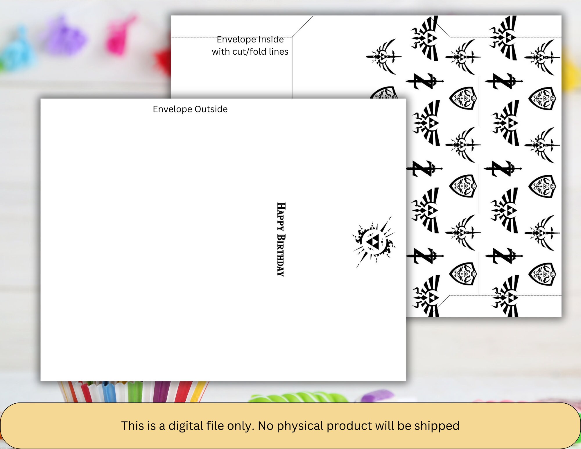 Legend of Zelda Birthday Card, Printable Card, Card and Envelope, It's ...