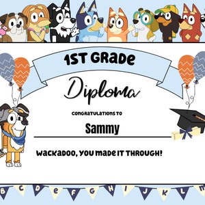 Bluey Kindergarten Graduation Graduation Certificate - Etsy UK