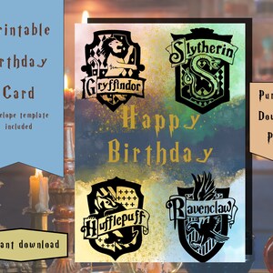 Birthday Card, Harry Potter Birthday Card, Printable Card, Card and ...