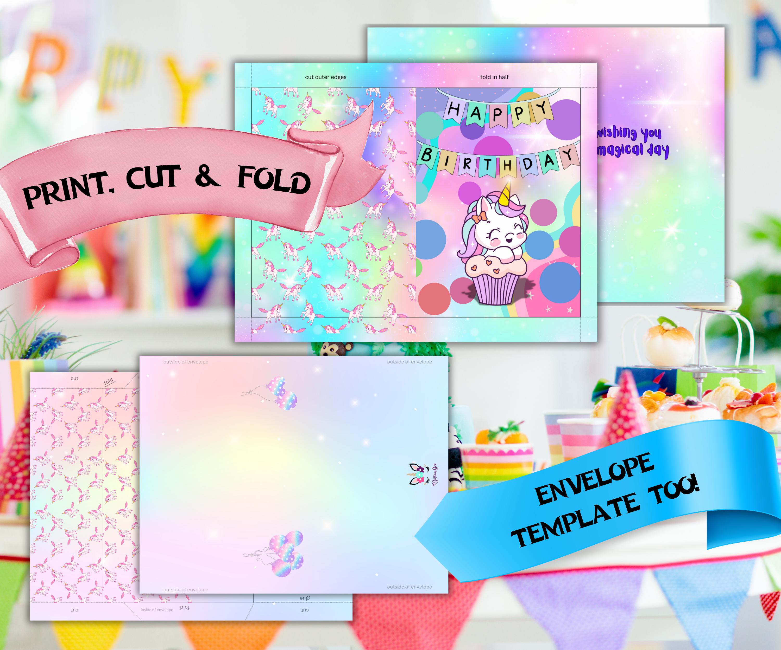 Unicorn Birthday Card Printable, Homemade Unicorn Birthday Card ...