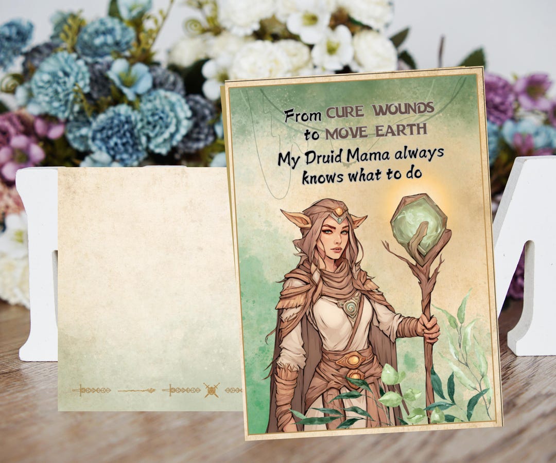 Dungeons and Dragons Mothers Day Card, DND Mothers Day Card, Dnd Druid ...