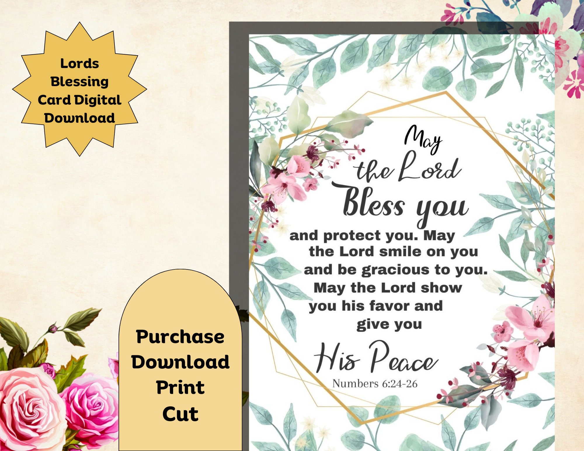 May the Lord Bless You Card, Birthday Card, Blank Card, Card and ...