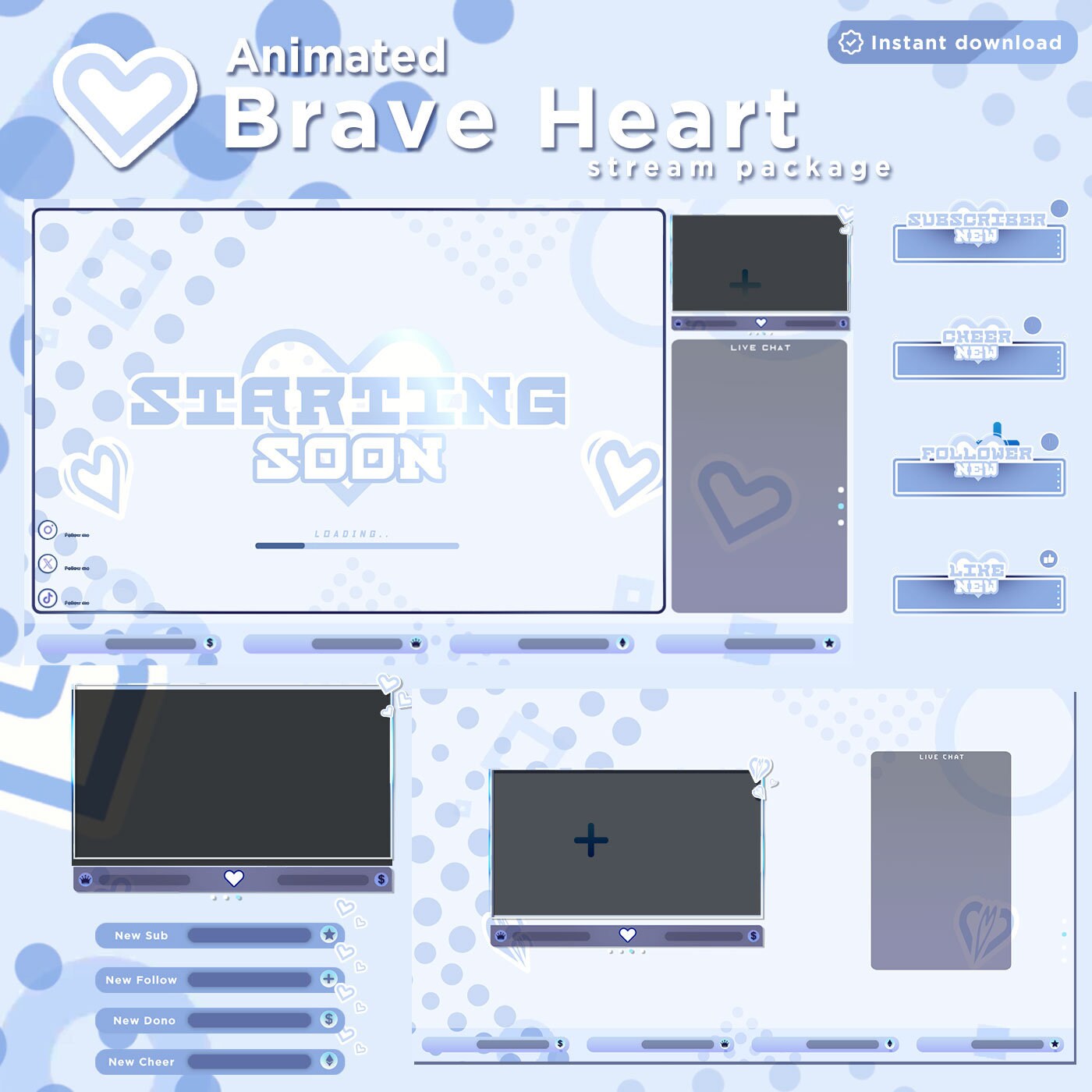 Animated Pure Heart Stream Pack for Twitch Streamers Fantasy Overlays ...