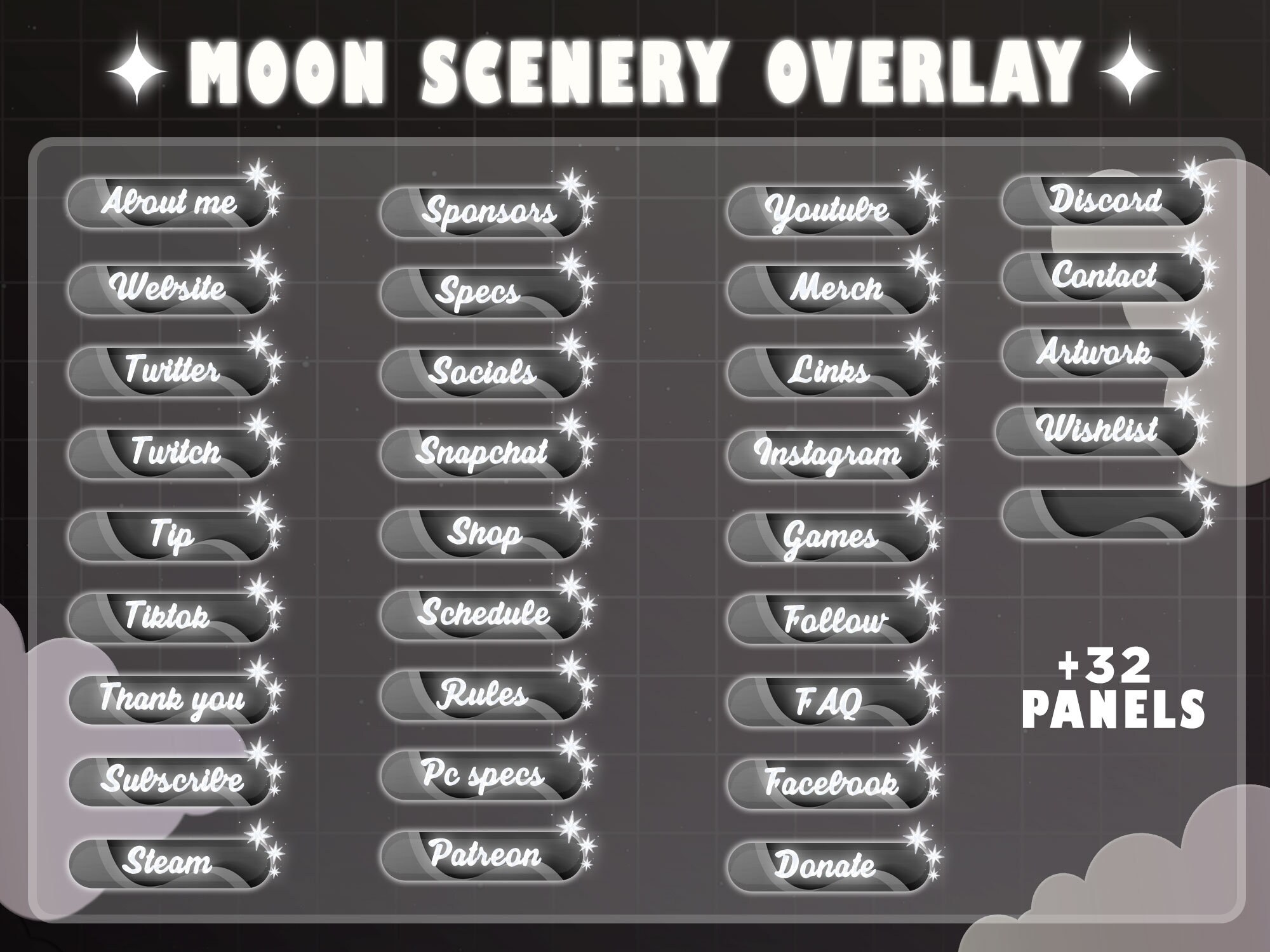 Animated Night Scenery Stream Pack for Twitch Streamers Relax Lofi ...