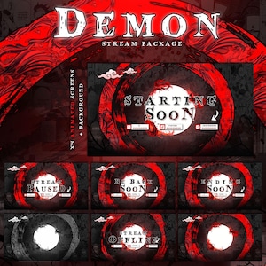 Demon Stream Package Full Twitch Stream Overlays Animated Stream for ...