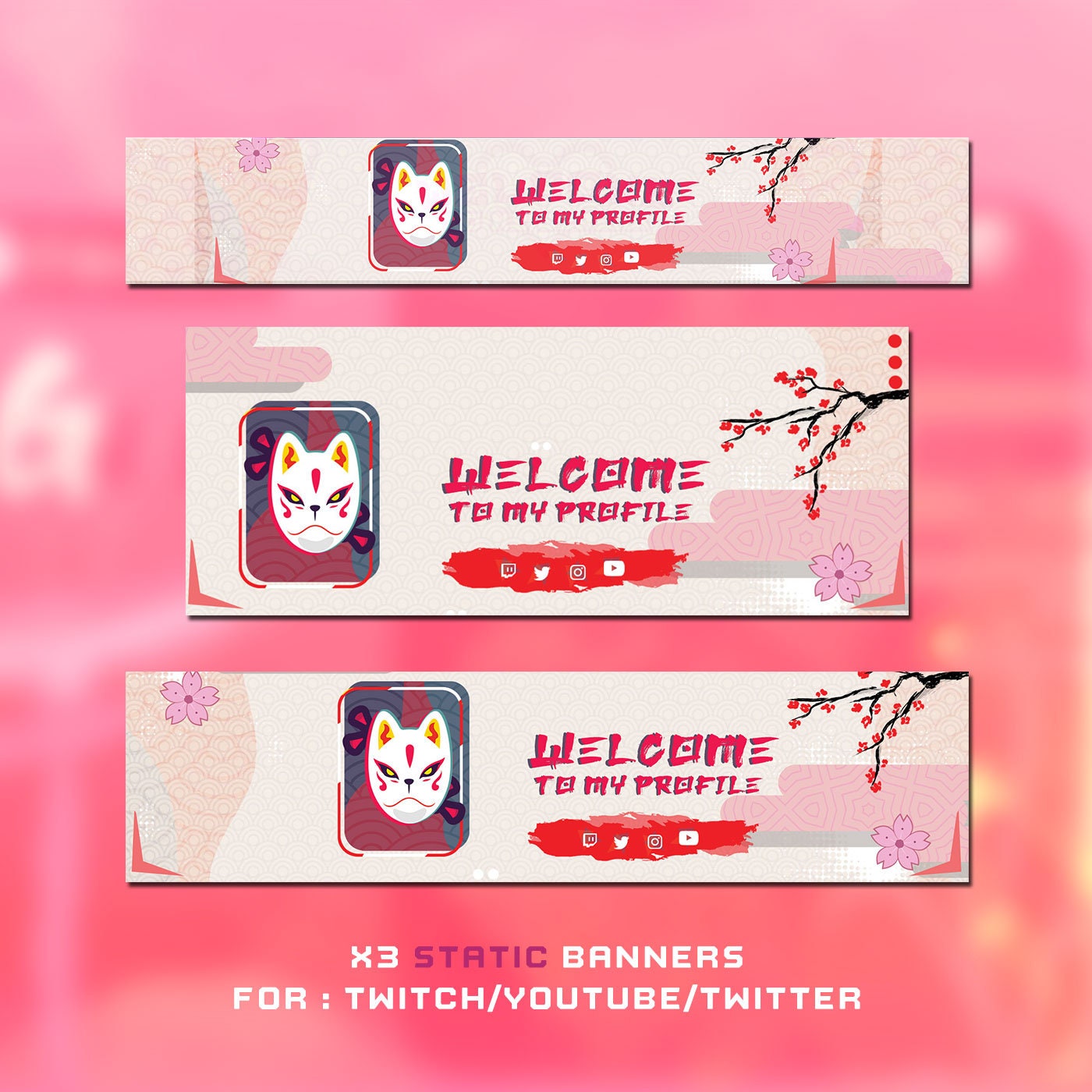 Animated Kitsune Stream Package for Twitch Streamers Japanese Kitsune ...