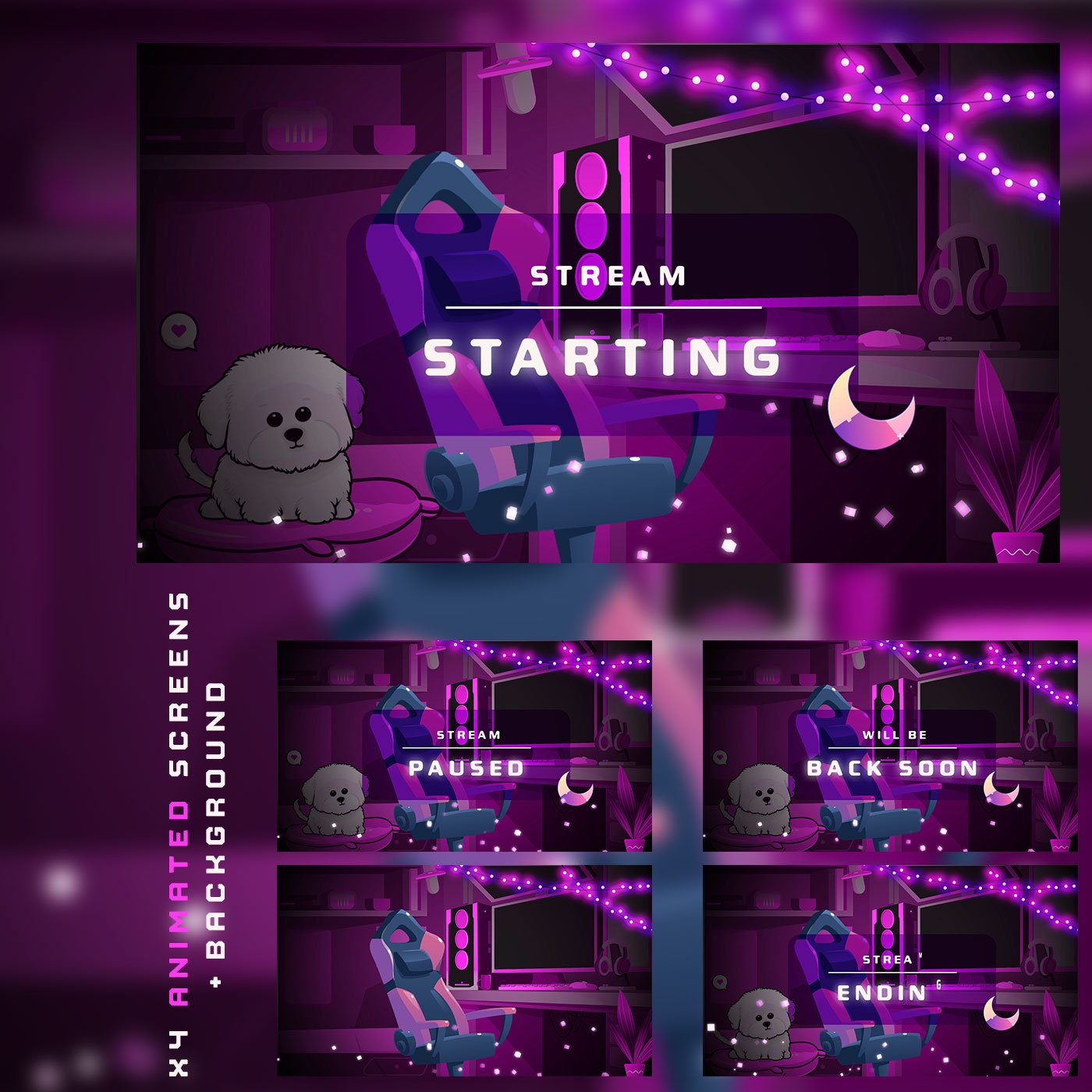 Animated Twitch Screens PC Room Aesthetic Lo-fi Pink Game Room Stream ...