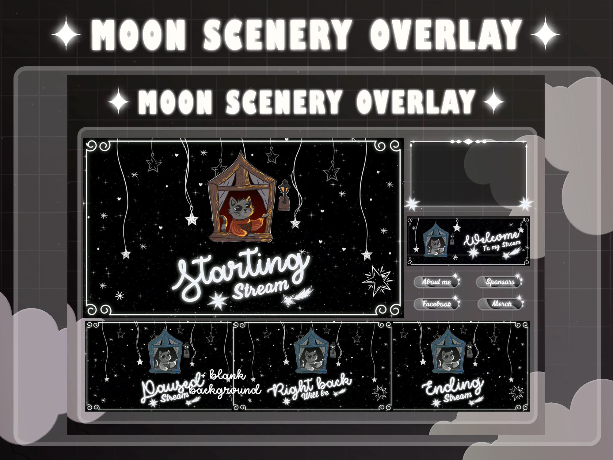 Animated Night Scenery Stream Pack for Twitch Streamers Relax Lofi ...