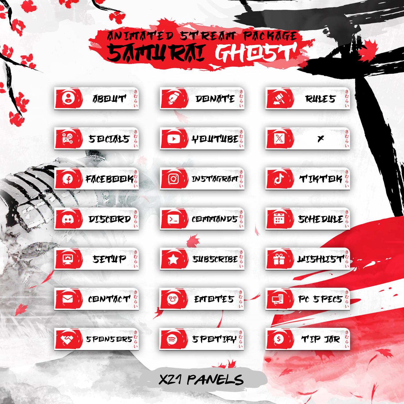 Premium Samurai Stream Package Full Twitch Stream Overlays Animated ...