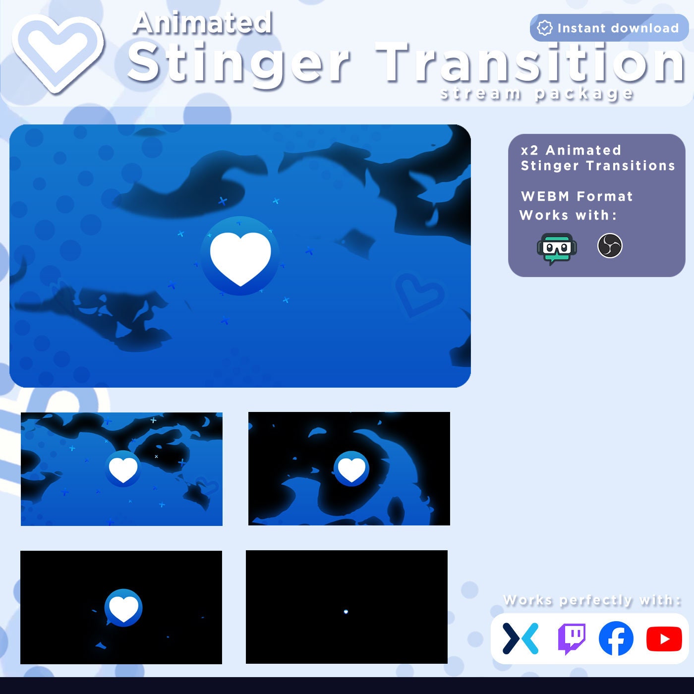 Animated Pure Heart Stream Pack for Twitch Streamers Fantasy Overlays ...
