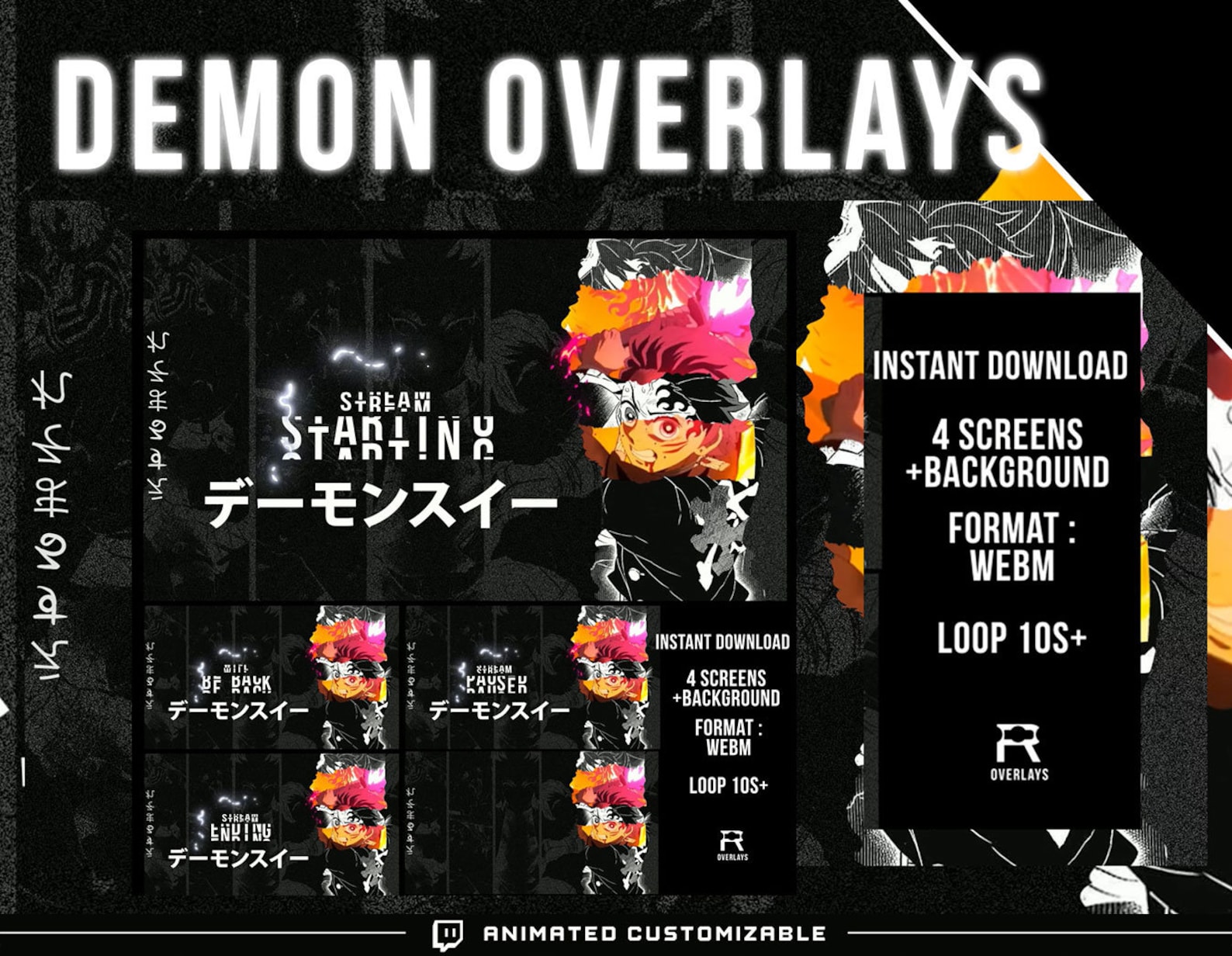 Animated Anime Stream Pack for Twitch Streamers Overlays for Twitch ...