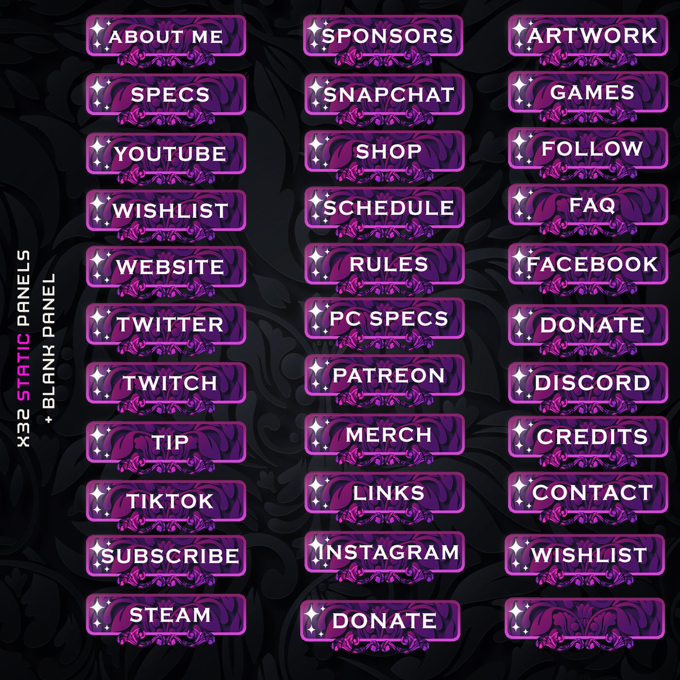 Animated Purple Butterfly Stream Package Fully Customizable Custom Chat ...