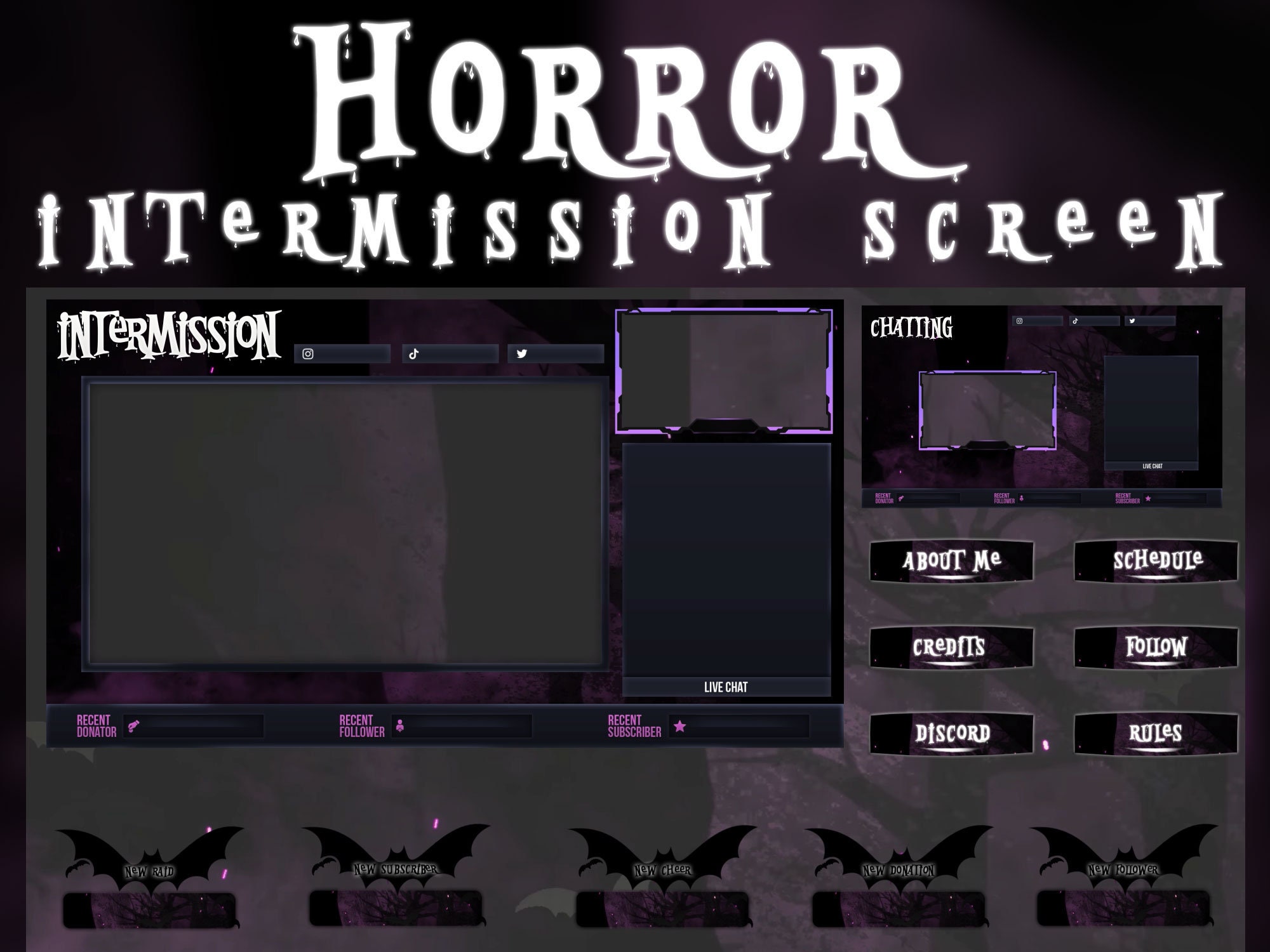 Animated Horror Overlays / Stream Graphics for Twitch Streamers ...