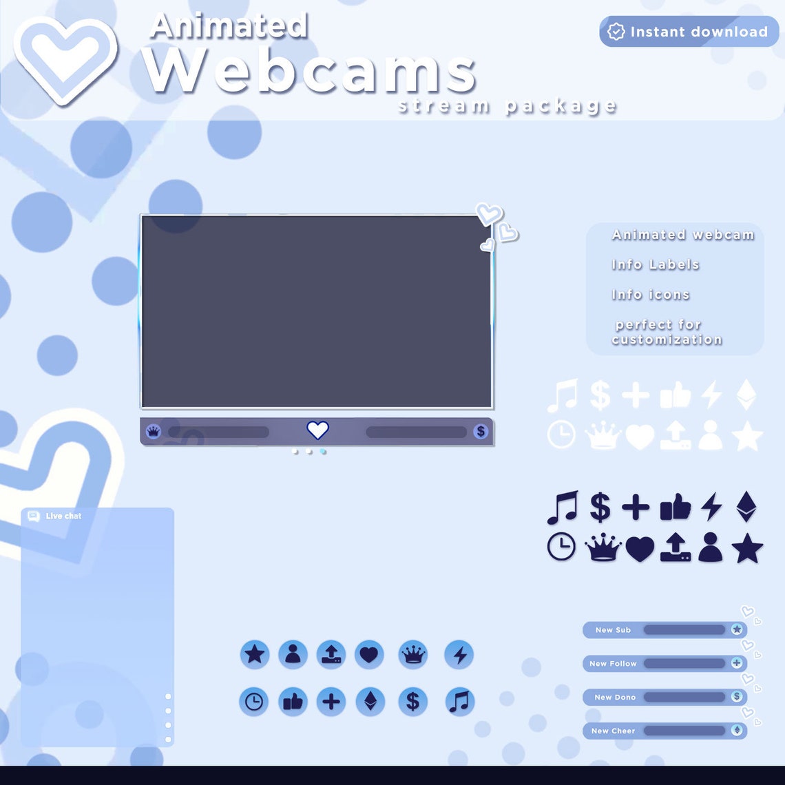 Animated Pure Heart Stream Pack for Twitch Streamers Fantasy Overlays ...