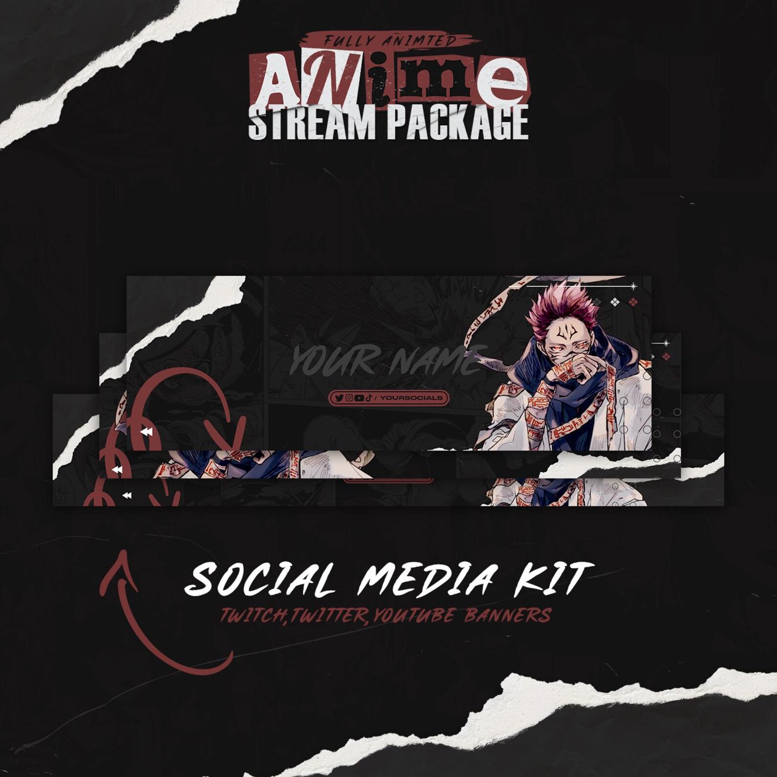 Premium Anime Package Full Twitch Stream Overlays Animated Stream for ...