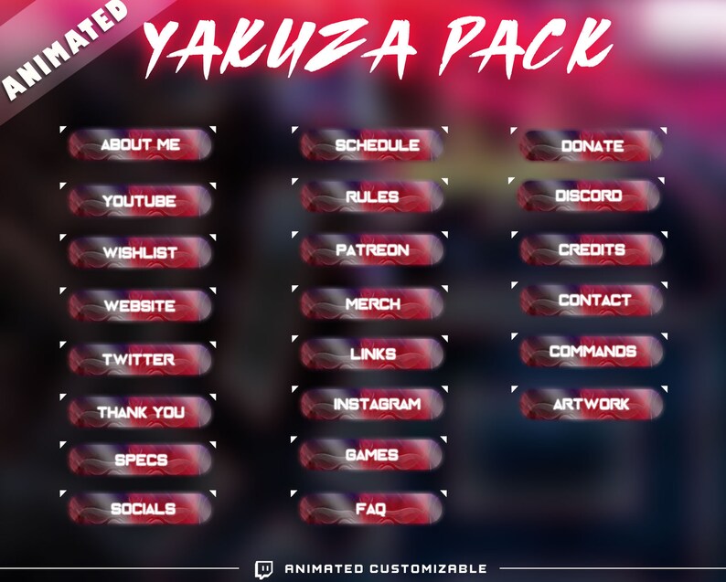 Animated Yakuza Stream Pack for Twitch Streamers Overlays for Twitch ...