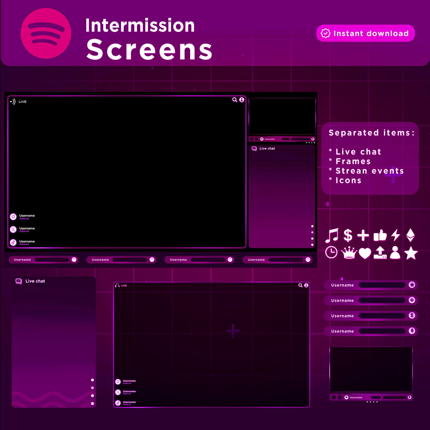 Animated Spotify Stream Package for Twitch Streamers for Music Lovers ...