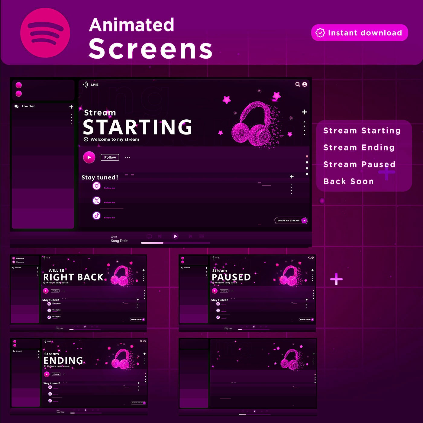 Animated Spotify Stream Package for Twitch Streamers for Music Lovers ...