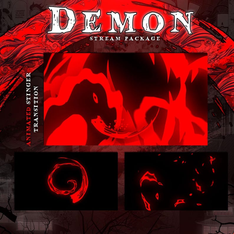 Demon Stream Package Full Twitch Stream Overlays Animated Stream for ...