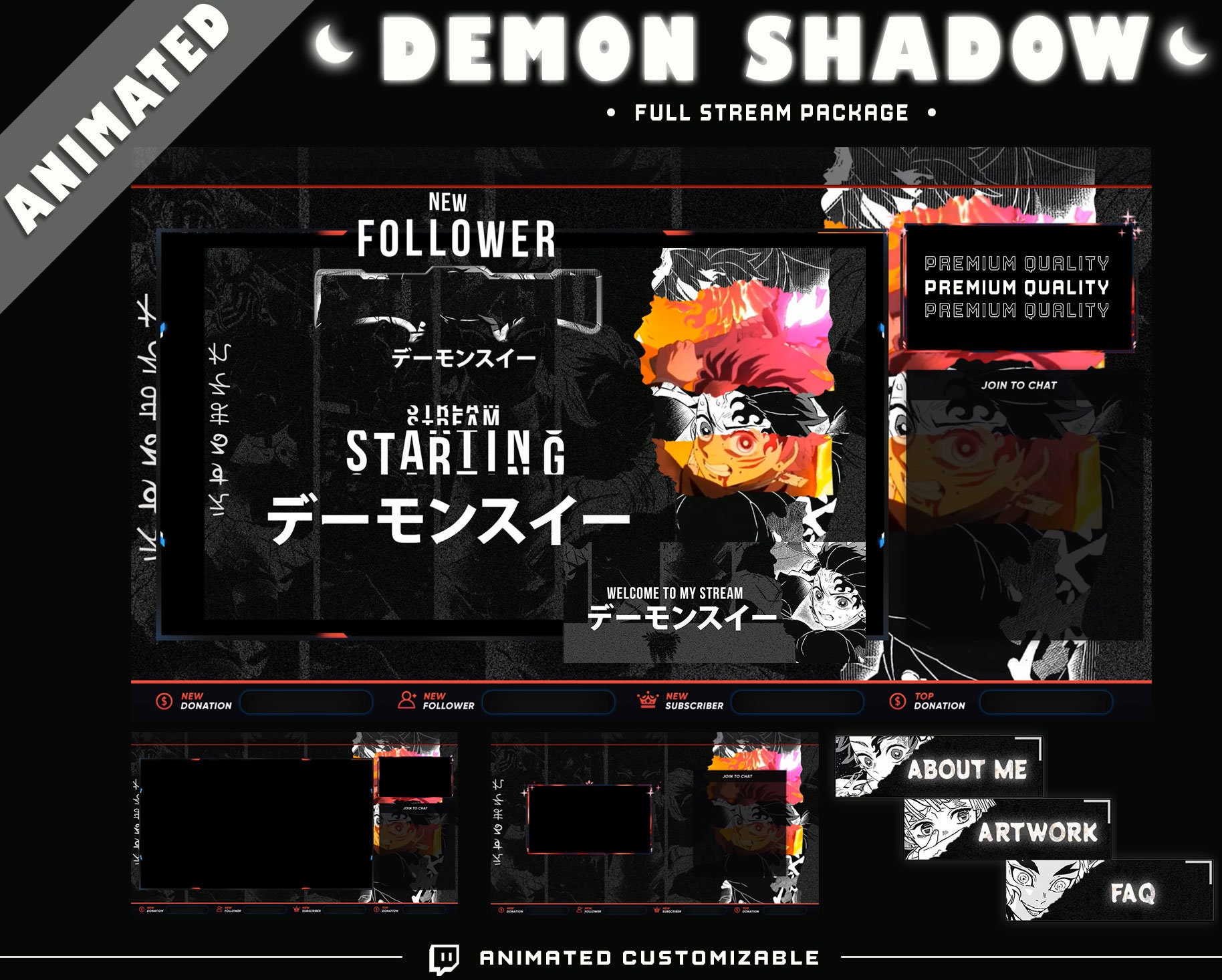 Animated Anime Stream Pack for Twitch Streamers Overlays for Twitch ...