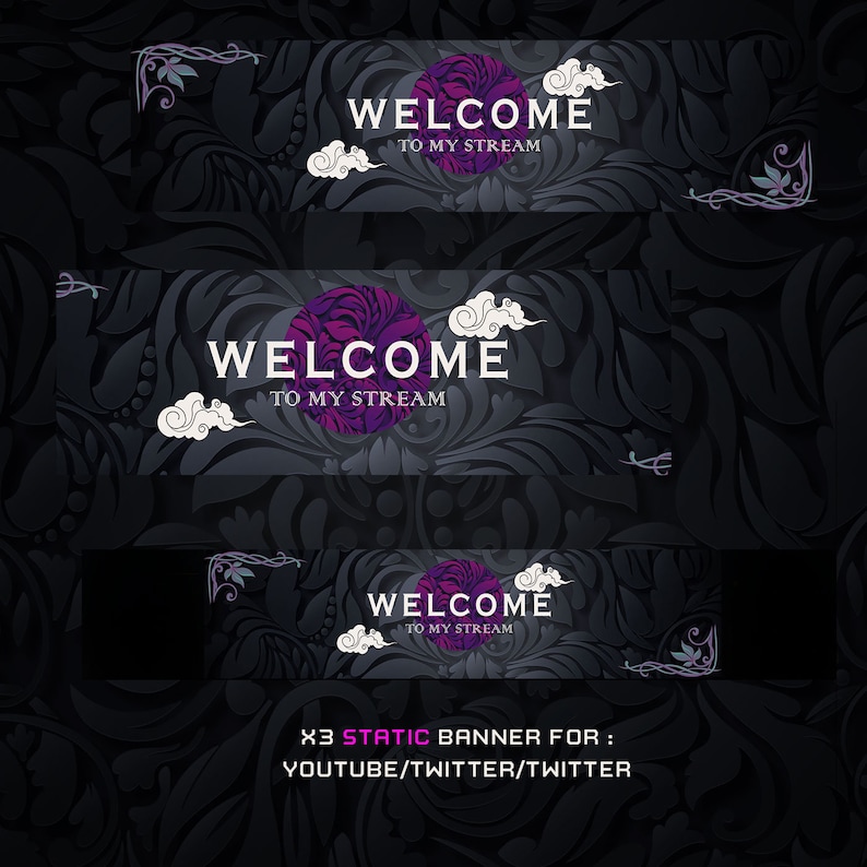 Animated Purple Butterfly Stream Package Fully Customizable Custom Chat ...