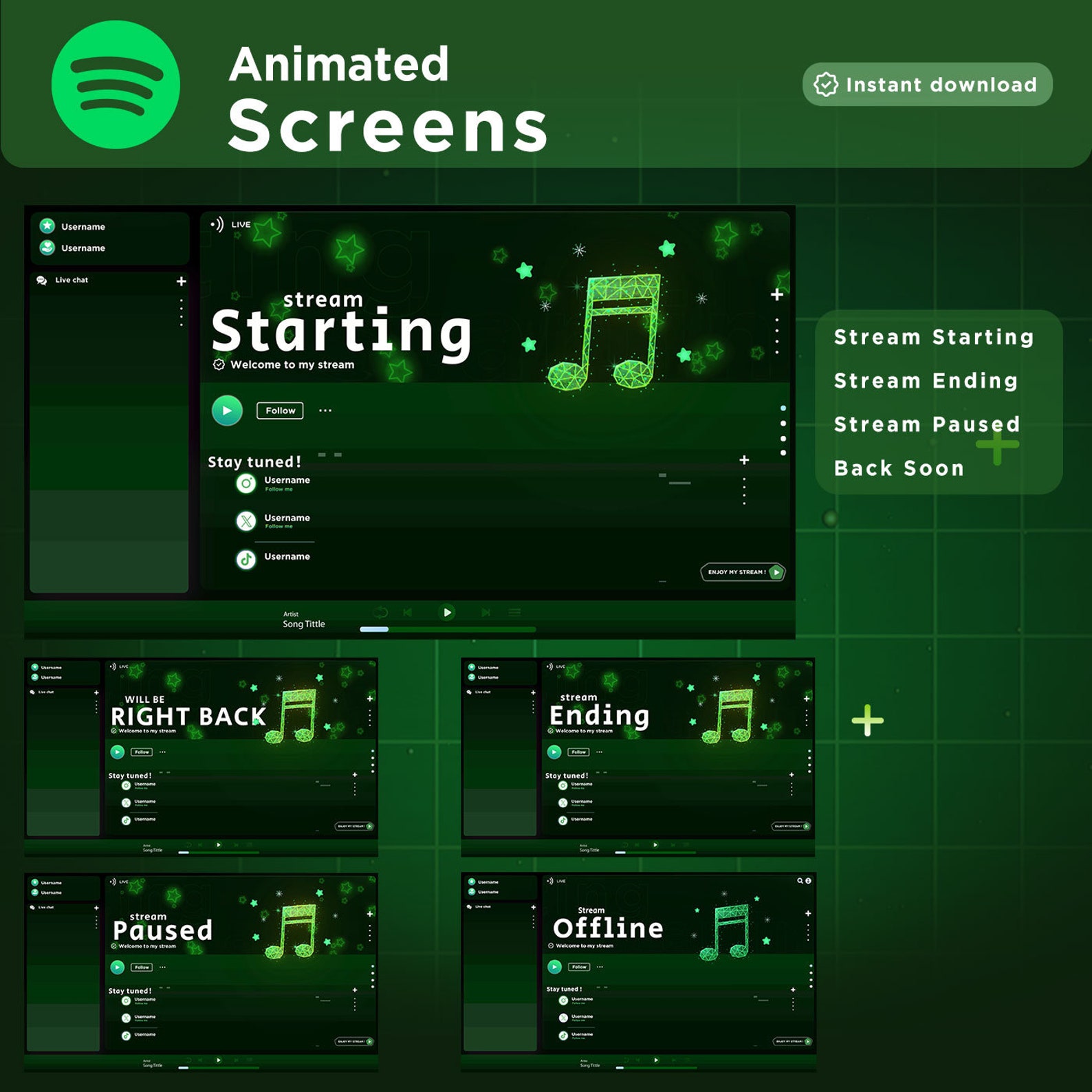 Animated Spotify Stream Package for Twitch Streamers for Music Lovers ...