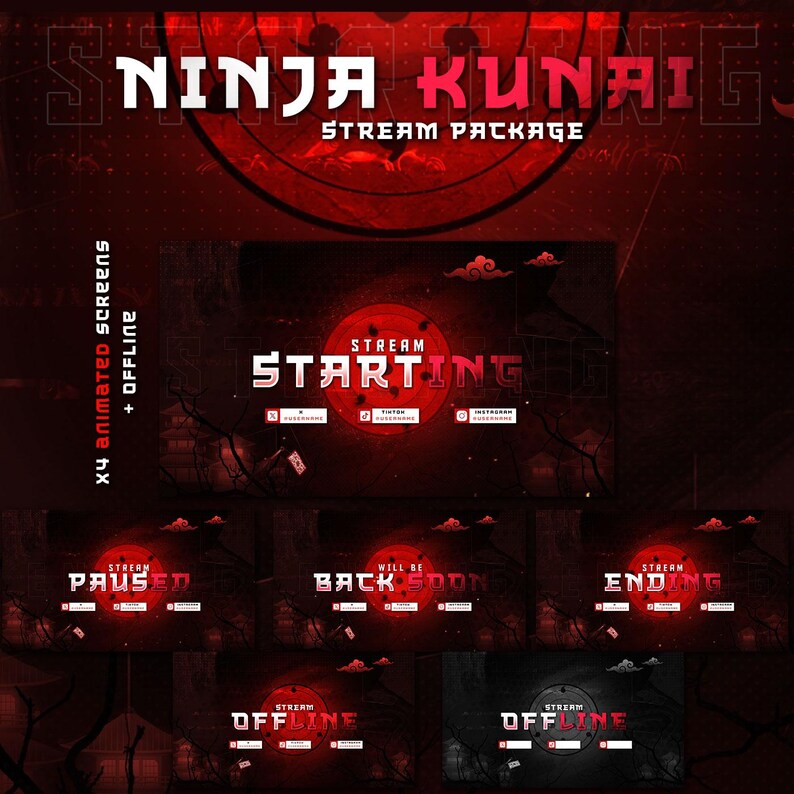 The Ninja Stream Package Full Twitch Stream Overlays Animated Stream ...