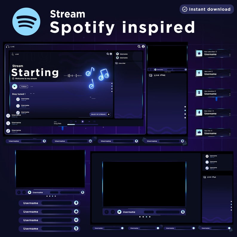 Animated Spotify Stream Package for Twitch Streamers for Music Lovers ...