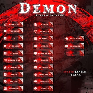 Demon Stream Package Full Twitch Stream Overlays Animated Stream for ...