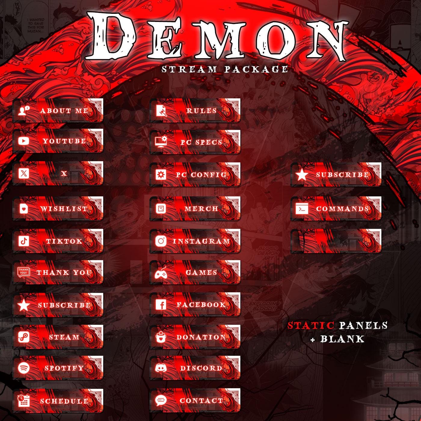 Demon Stream Package Full Twitch Stream Overlays Animated Stream for ...