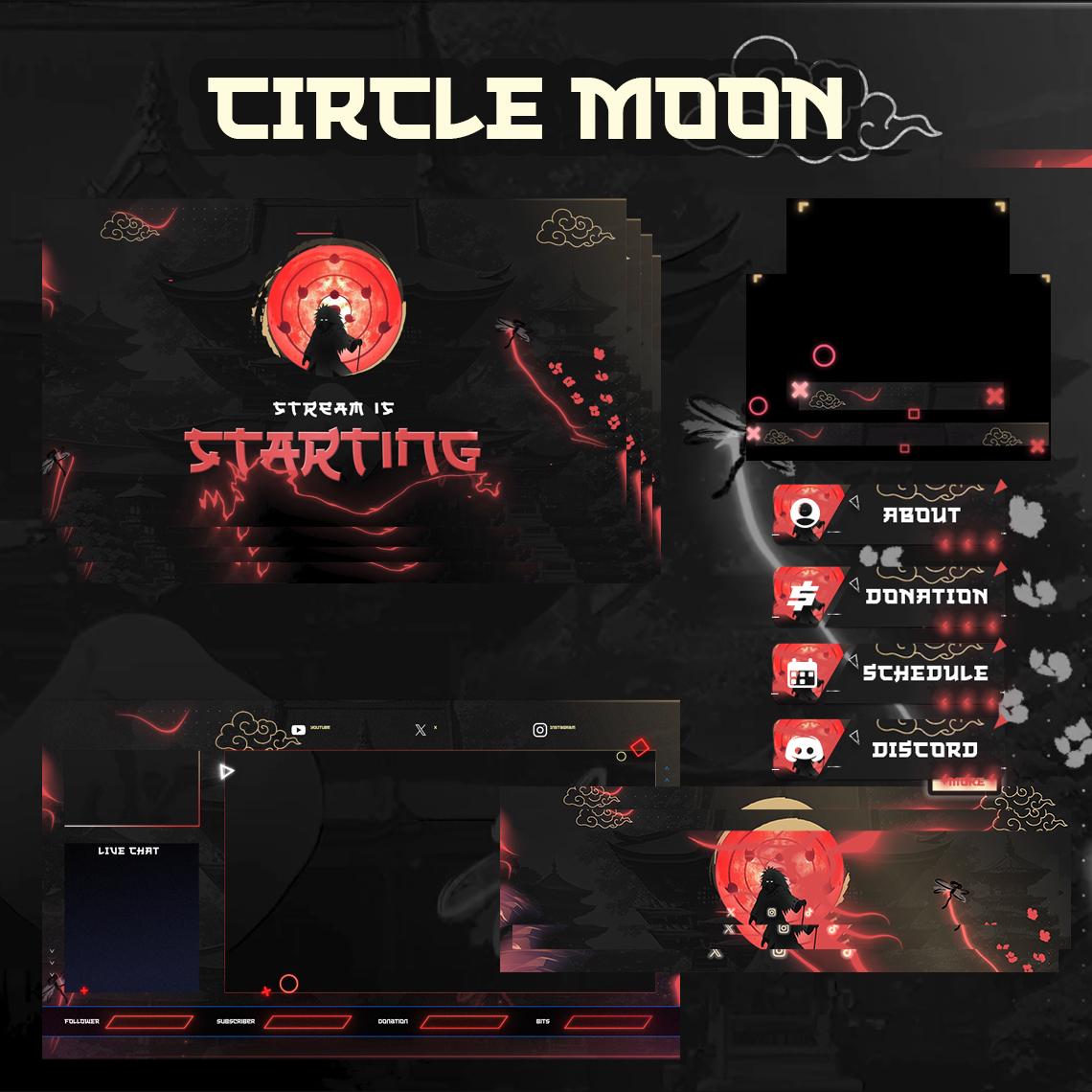 Circle Moon Full Stream Overlay Pack | Animated Screens | Overlays ...