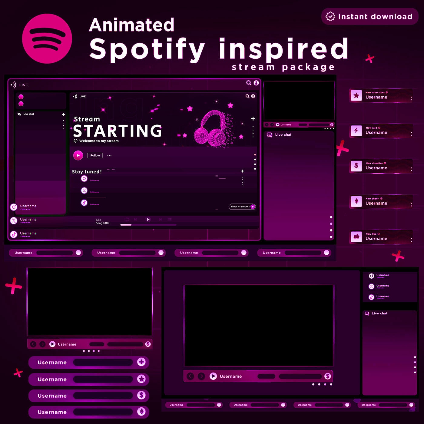 Animated Spotify Stream Package for Twitch Streamers for Music Lovers ...