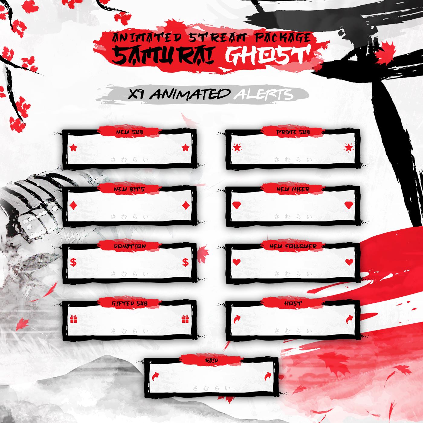 Premium Samurai Stream Package Full Twitch Stream Overlays Animated ...